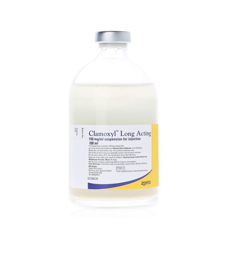 Zoetis Clamoxyl LA 150mg/ml Susp for Injection 100ml - Farmacy