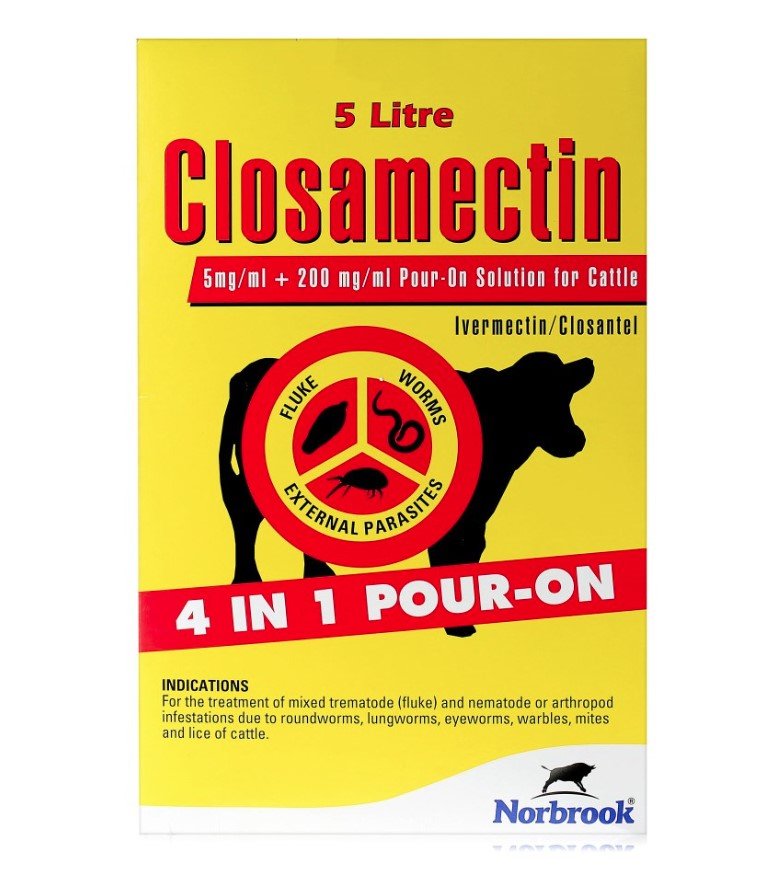 Norbrook Closamectin 5mg/ml + 200mg/ml Pour On Solution for Cattle ...