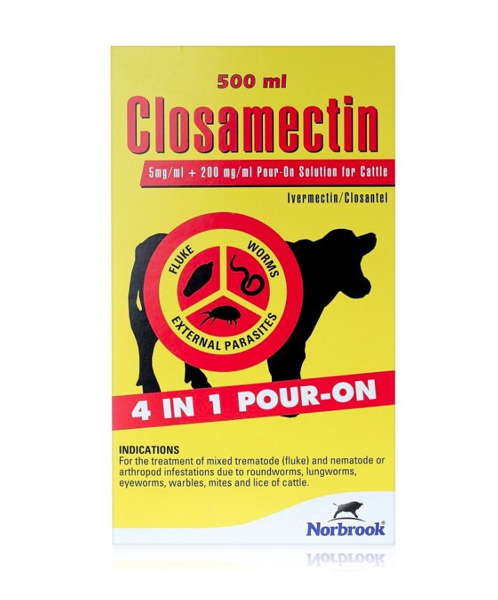 Norbrook Closamectin 5mg/ml + 200mg/ml Pour On Solution for Cattle ...