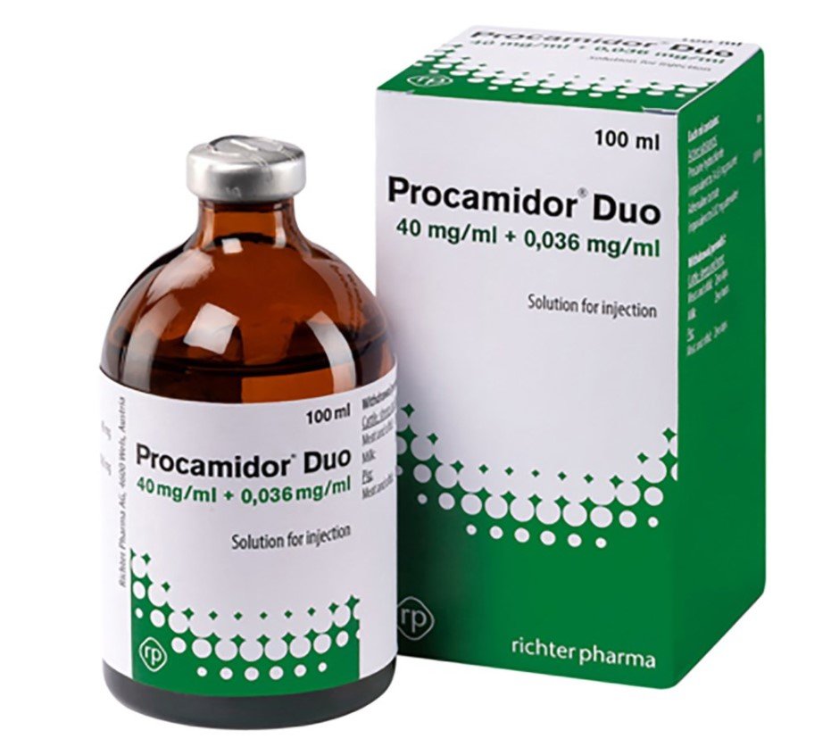 Procamidor Duo 40 mg/ml + 0.036 mg/ml Injection 100ml - Farmacy
